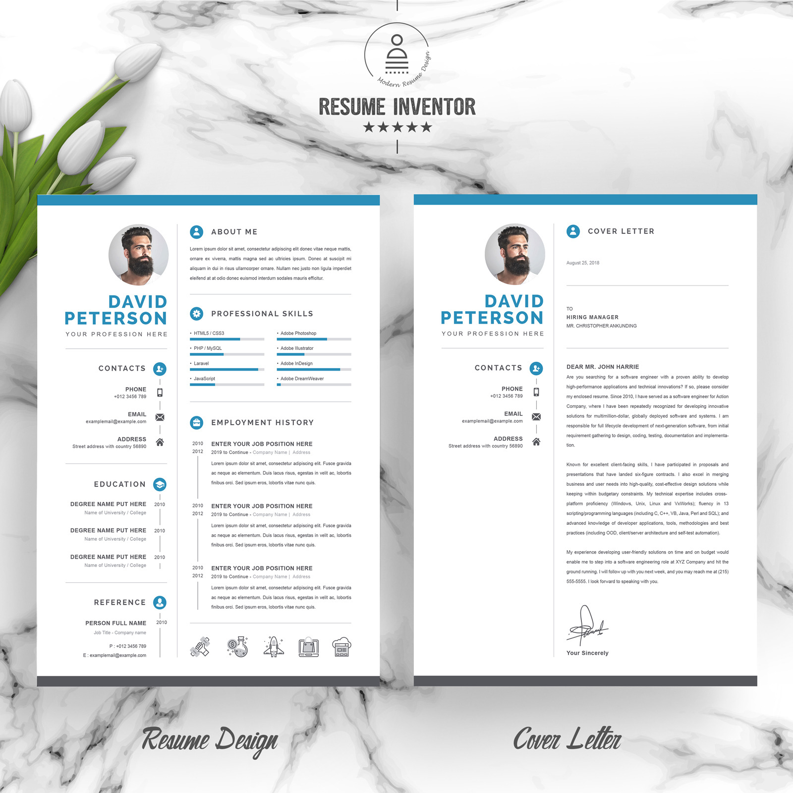 David / Printable Resume Templates #186171 - TemplateMonster