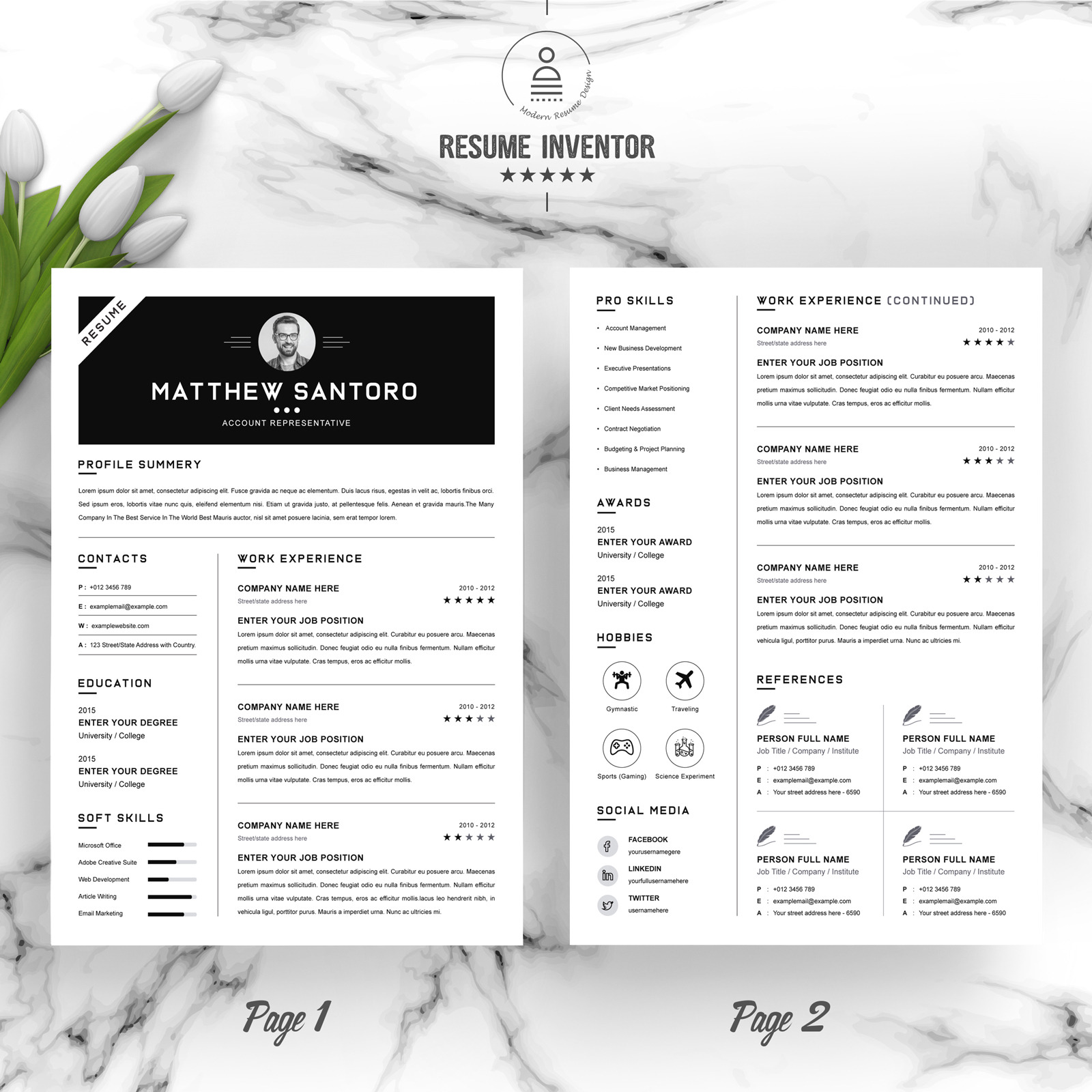 Matthew / Clean CV Template #234082 - TemplateMonster