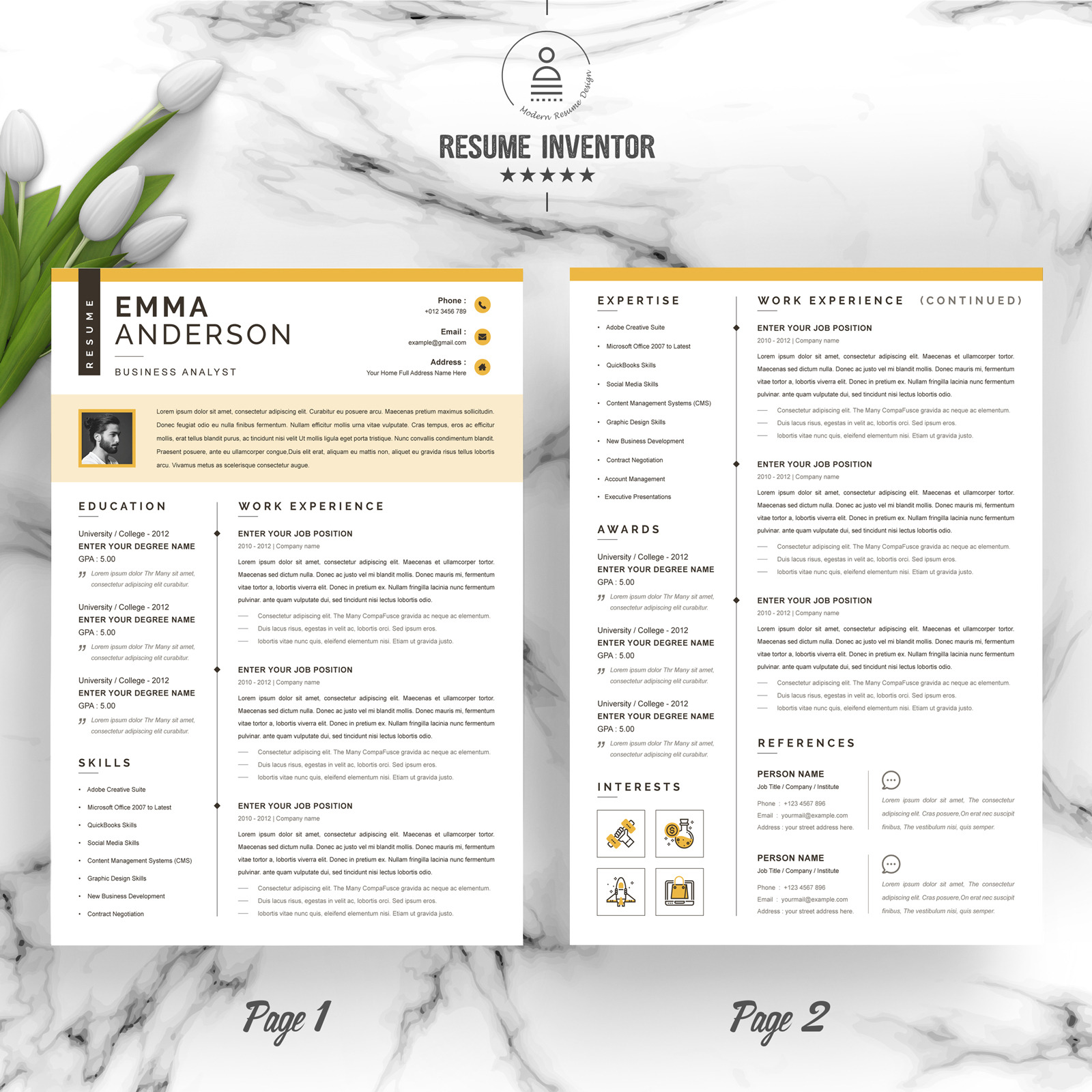 Emma Anderson / Resume Template #234084 - TemplateMonster