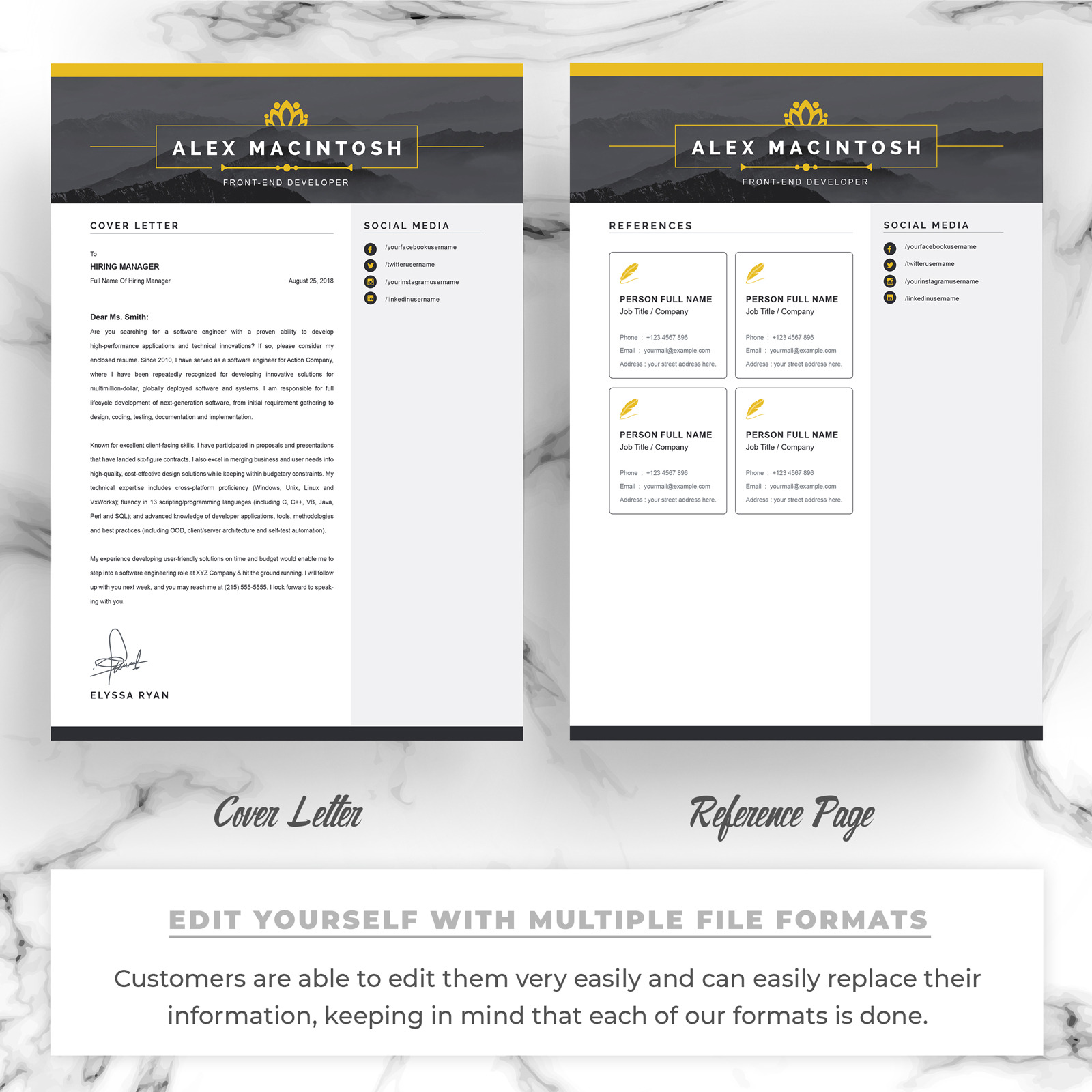 Alex / CV Template Printable Resume Templates