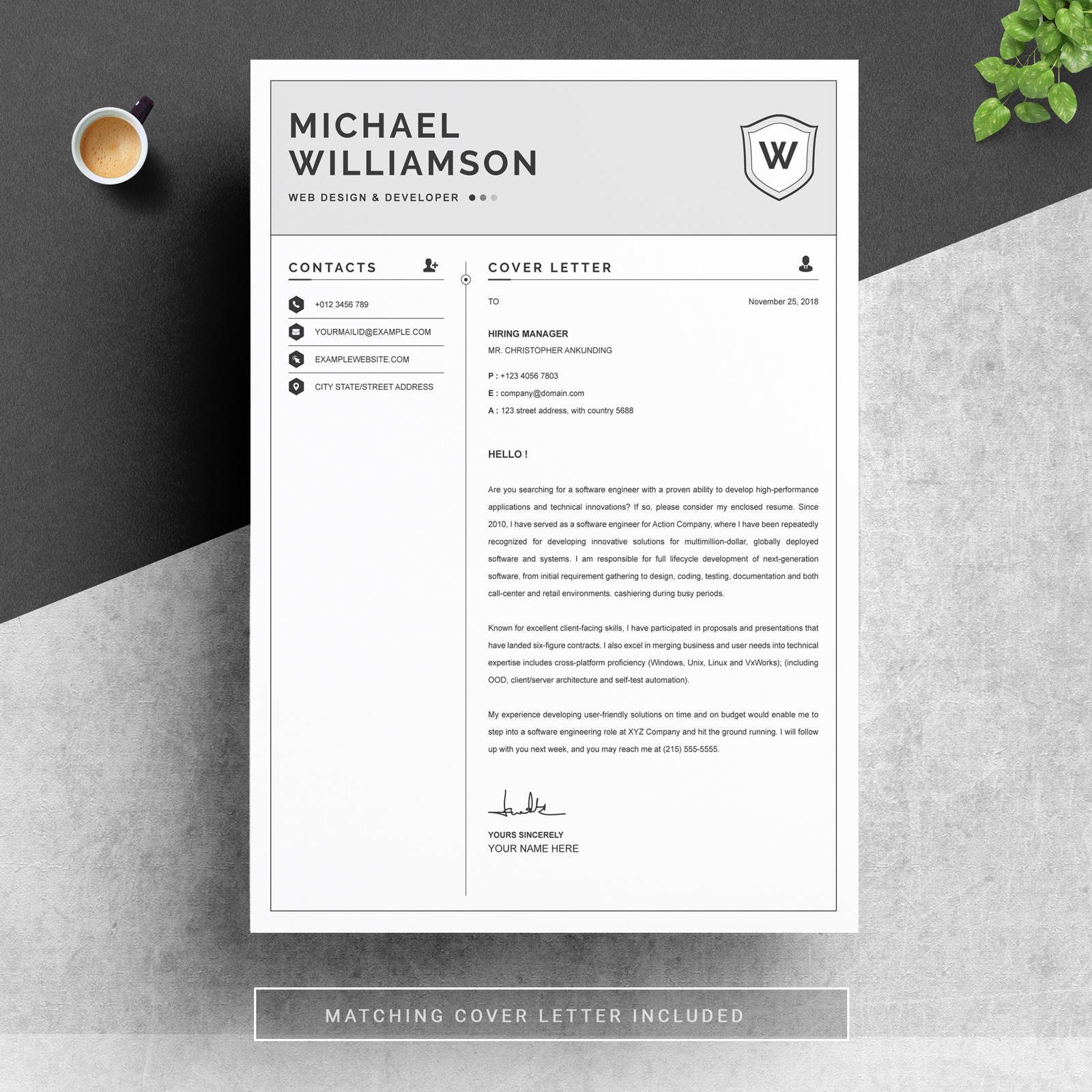 Michael / Resume Template #218151 - TemplateMonster