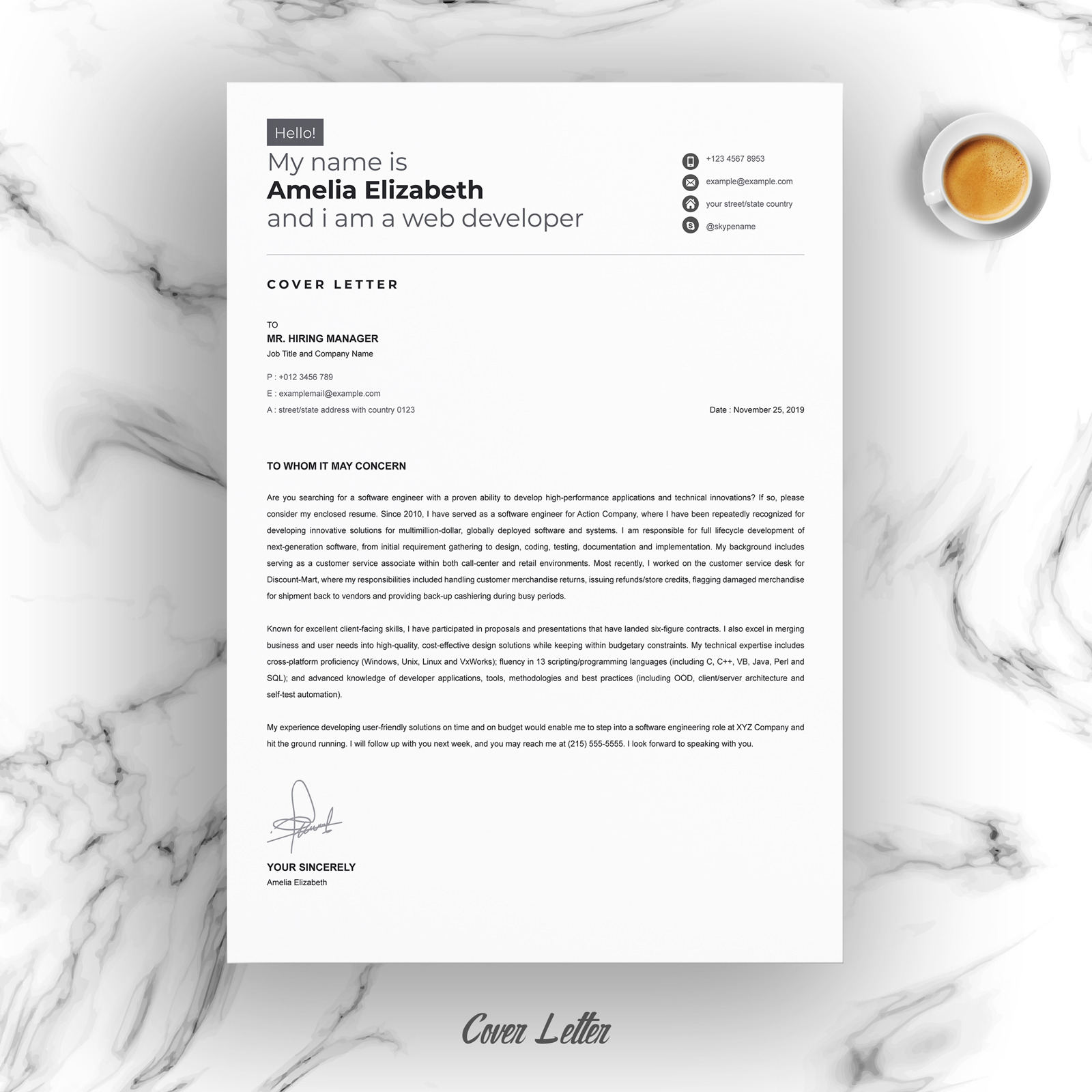 AMELIA / Professional Resume Template - TemplateMonster