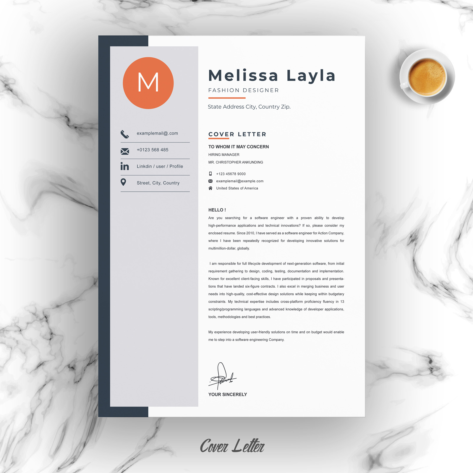 Melissa Layla / CV Template #226130 - TemplateMonster