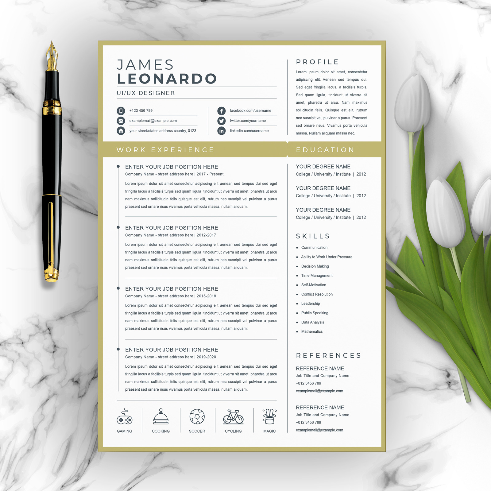 James / Profissional Printable Resume Templates