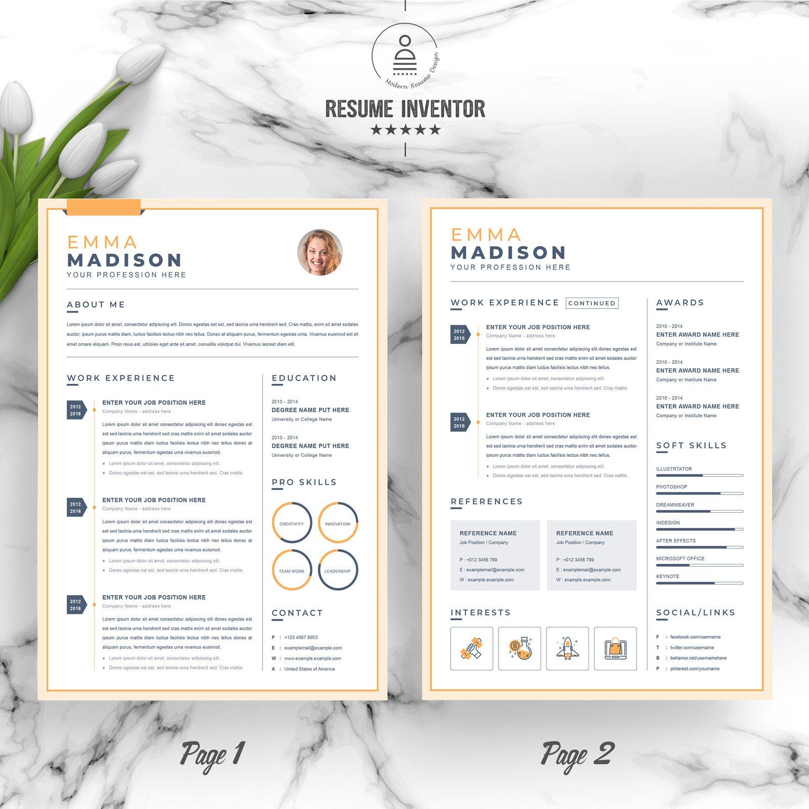 Emma / Printable Resume Templates #186176 - TemplateMonster