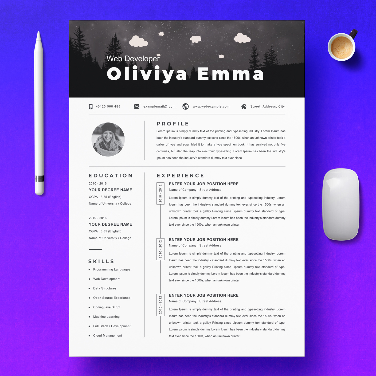 Oliviya Emma /Resume Template #224836 - TemplateMonster