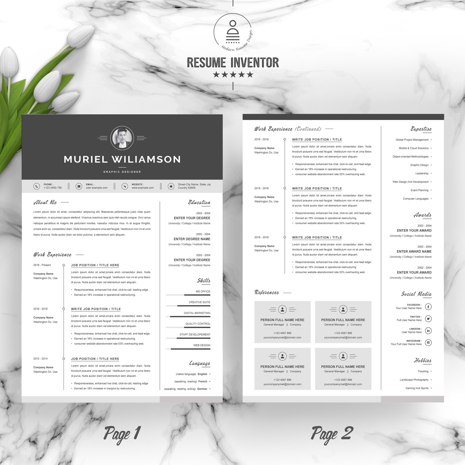 Muriel Williamson / CV Template #218824 - TemplateMonster