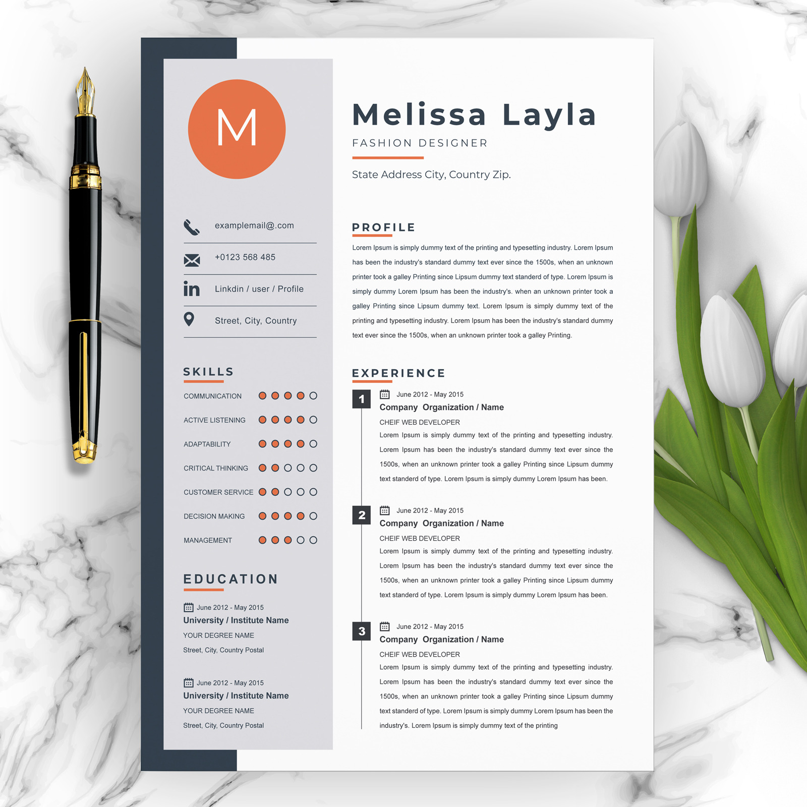 Melissa Layla / CV Template #226130 - TemplateMonster