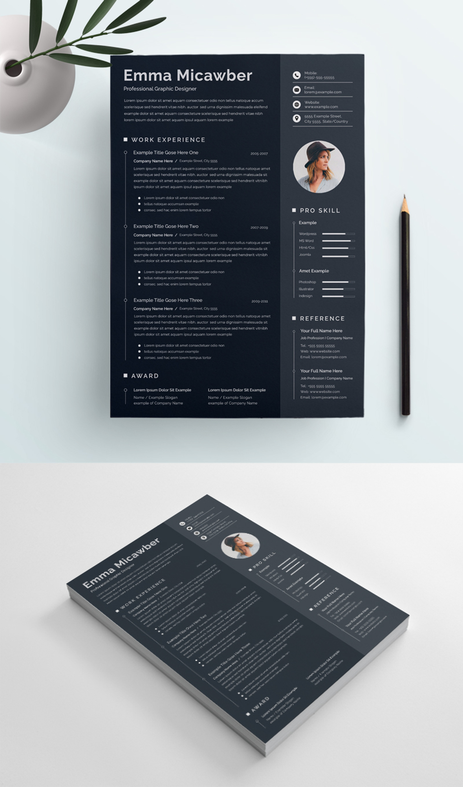 Black Minimal Resume Template #190079 - TemplateMonster