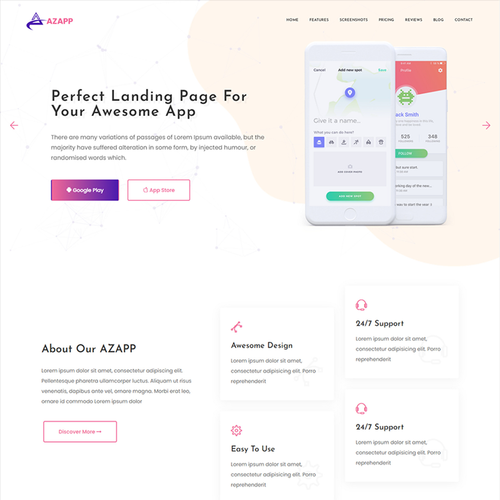 Azapp App Landing Page Template #258234 - TemplateMonster