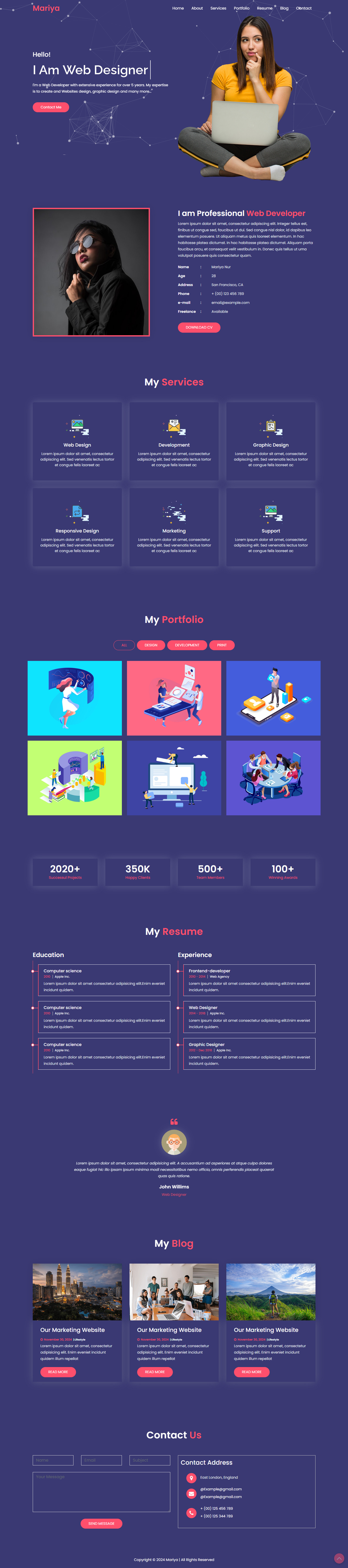 Mariya Portfolio Multipurpose Website HTML5 Template