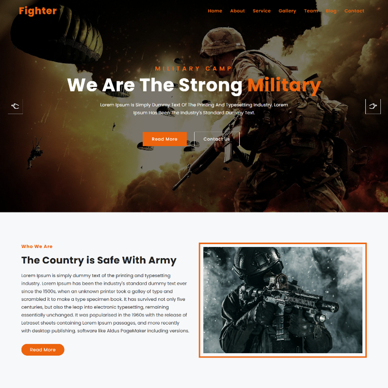 Fighter Military Service & Army Website Template