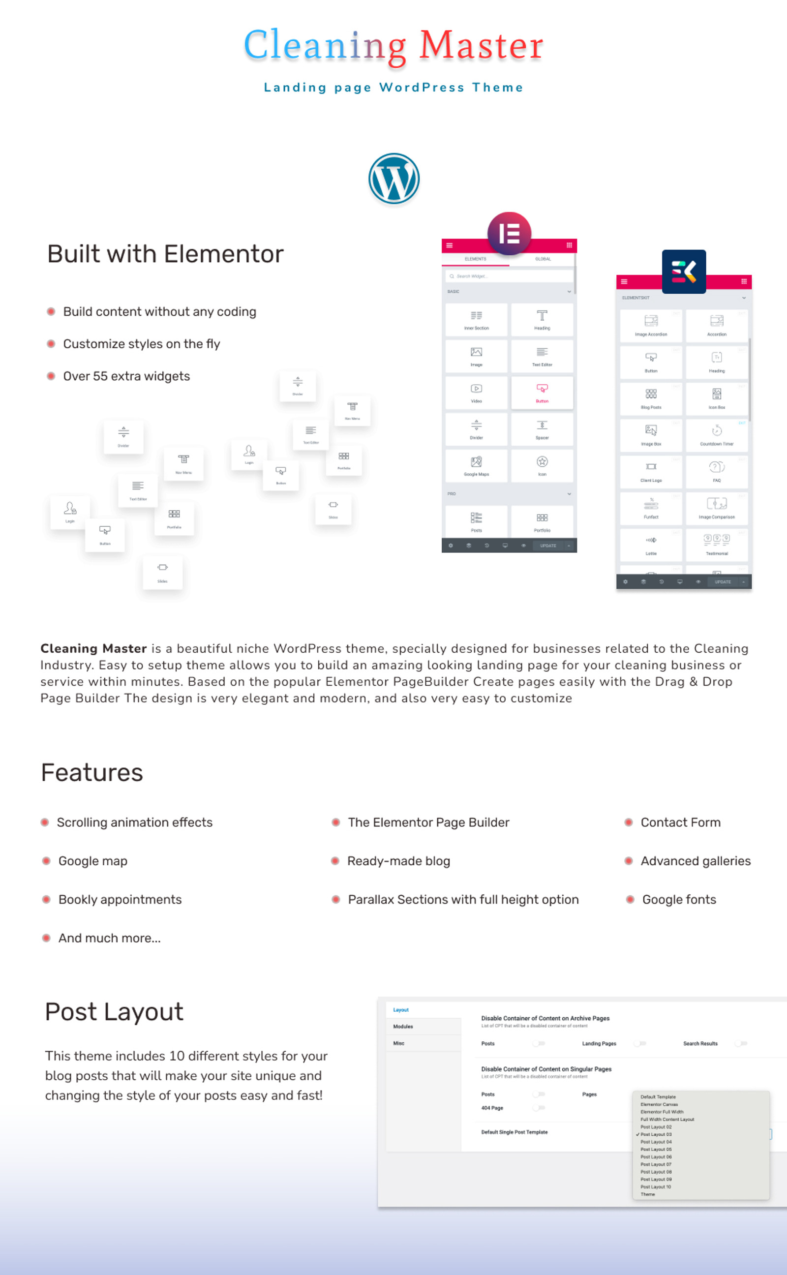 Cleaning Master - Landing page with Blog WordPress Theme