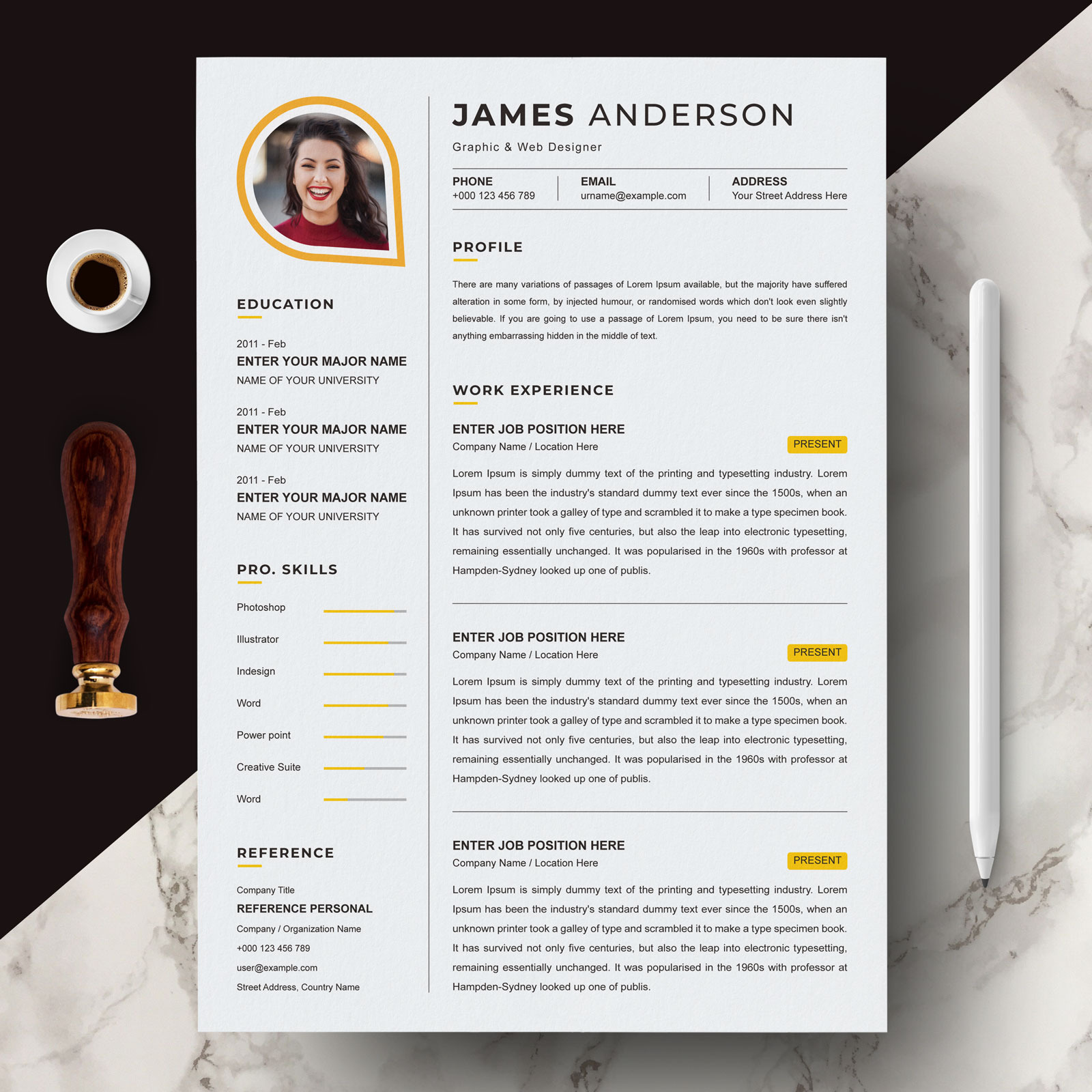 James / Resume Template CV 2022 #284445 - TemplateMonster