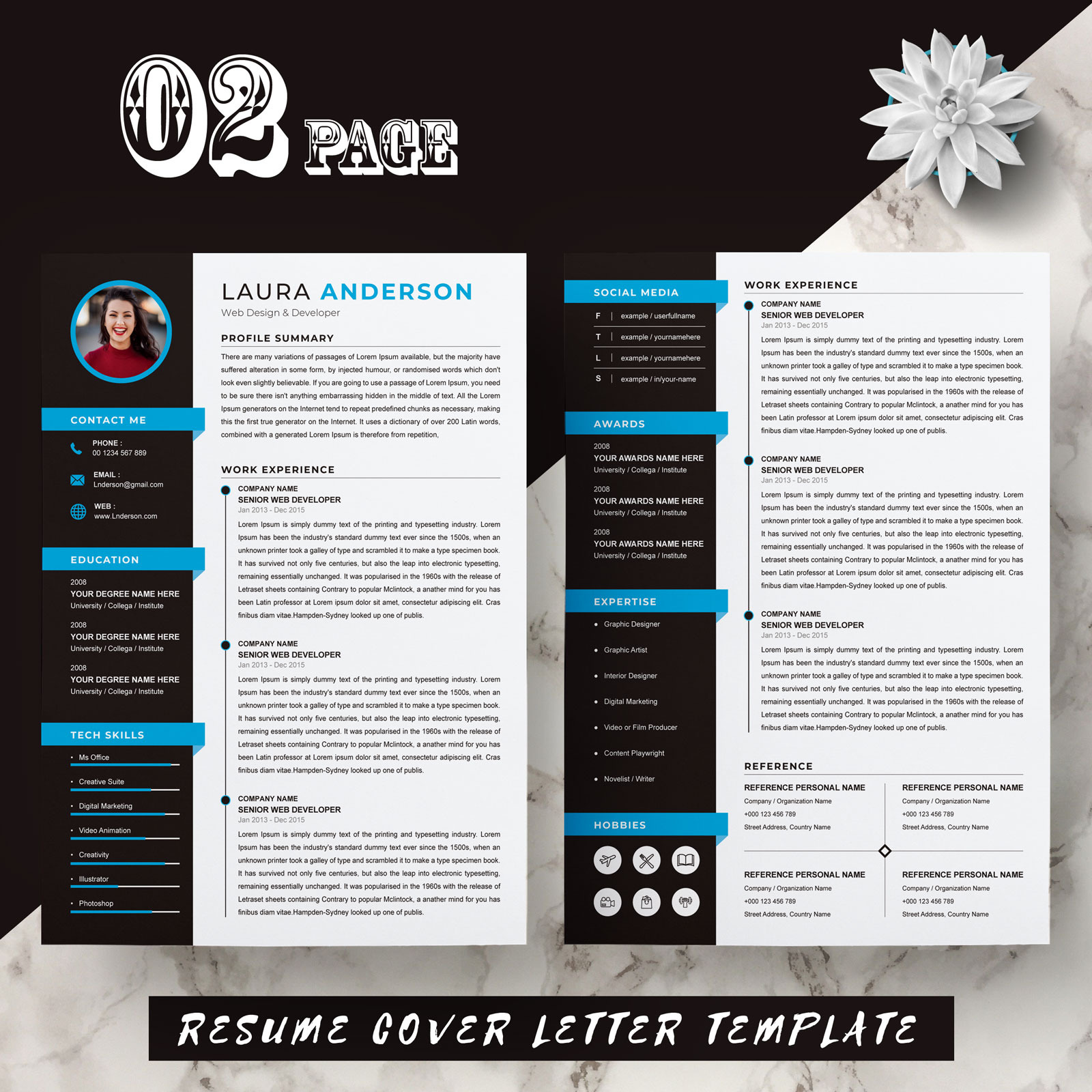 Anderson / Resume CV Template #284444 - TemplateMonster