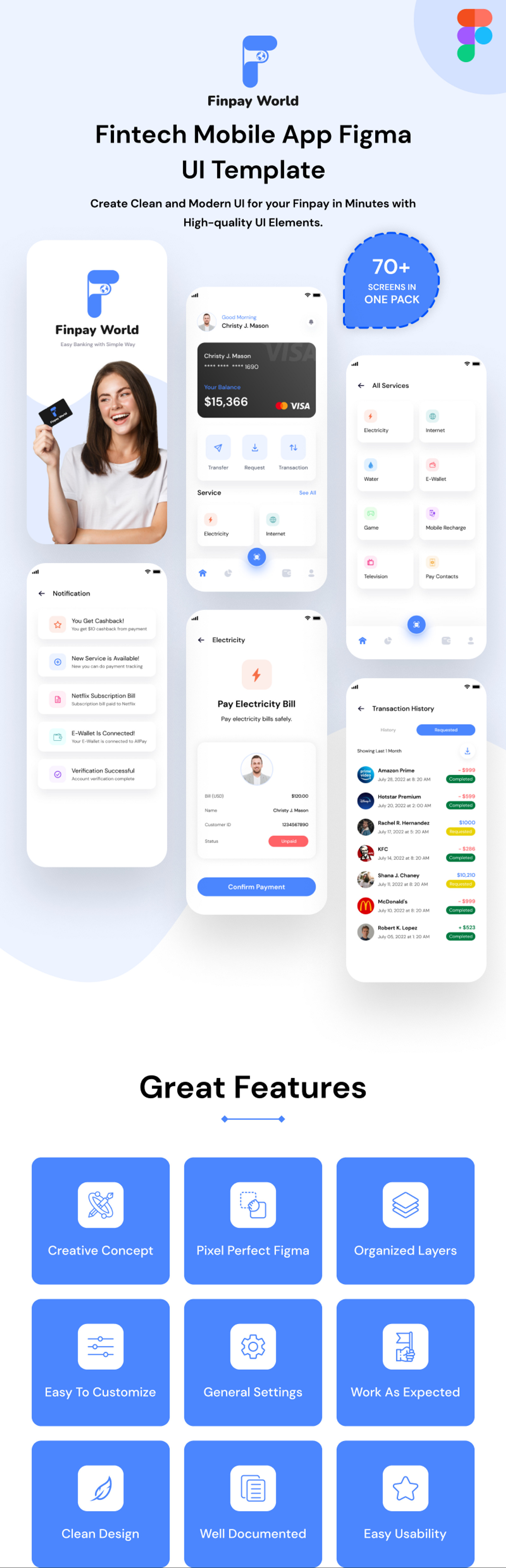 Finpay World - Fintech Mobile App Figma UI Template