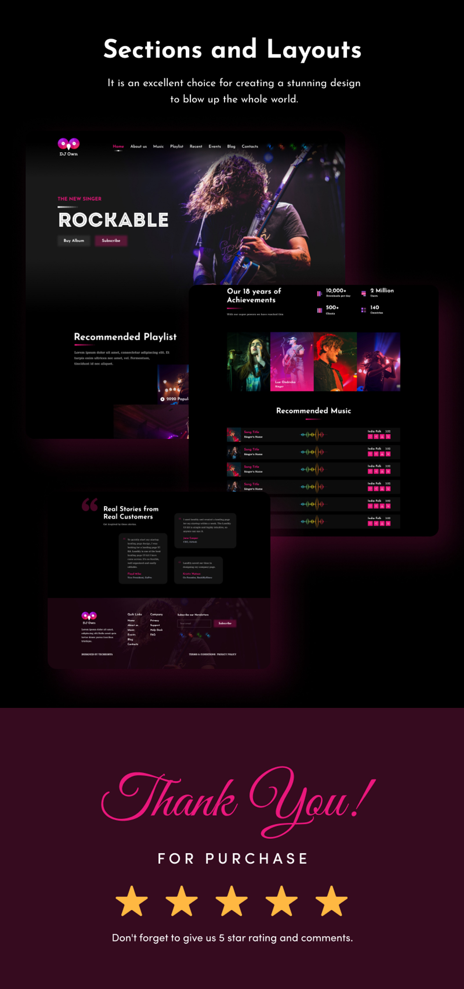 Rockable - Music and Band Website Figma Template