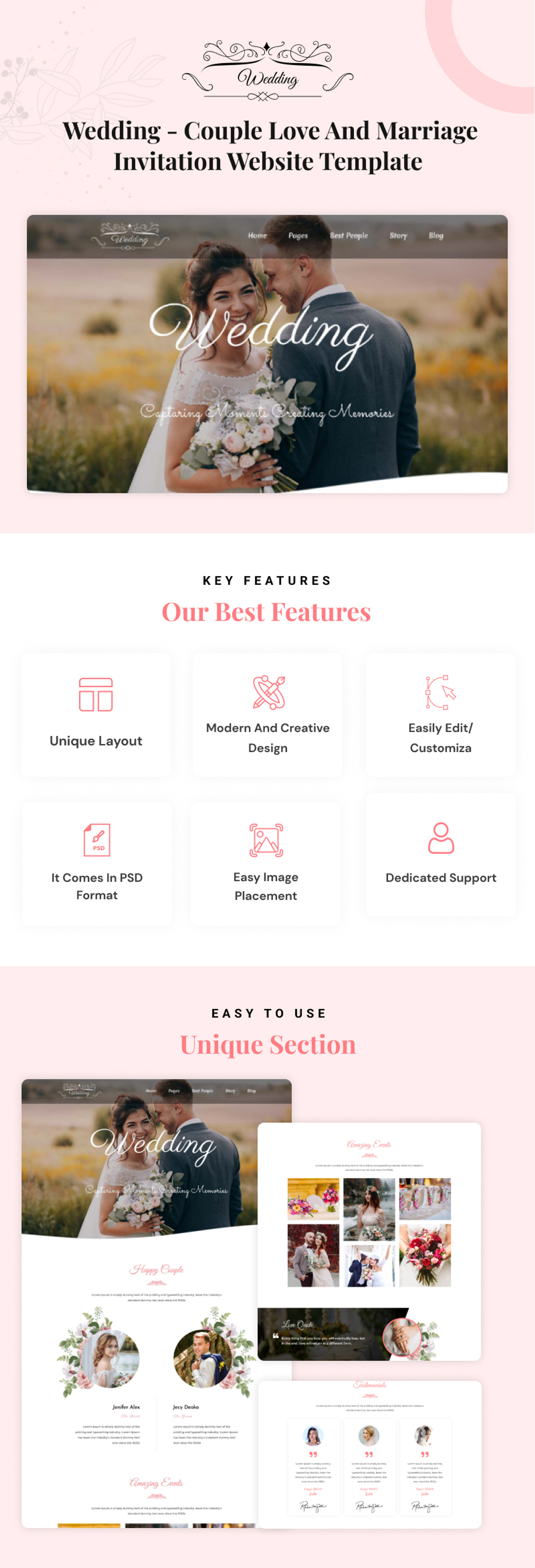 Wedding - Couple Love and Marriage Invitation Website Template