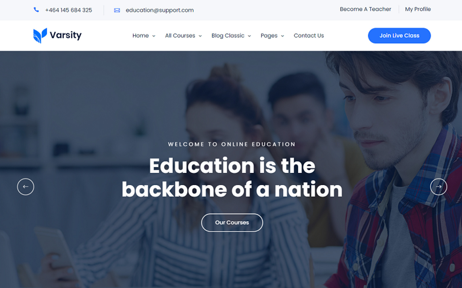 Varsity - School, College, University, Coaching, LMS, and Online Course Educational WordPress Theme