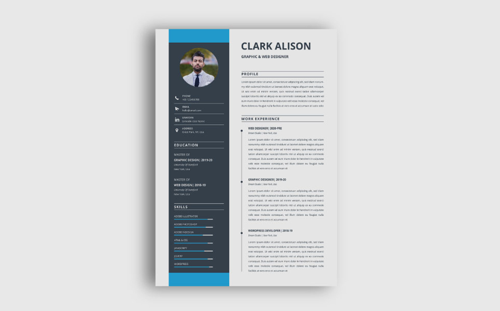 Clark Alison Resume Template #213556 - TemplateMonster