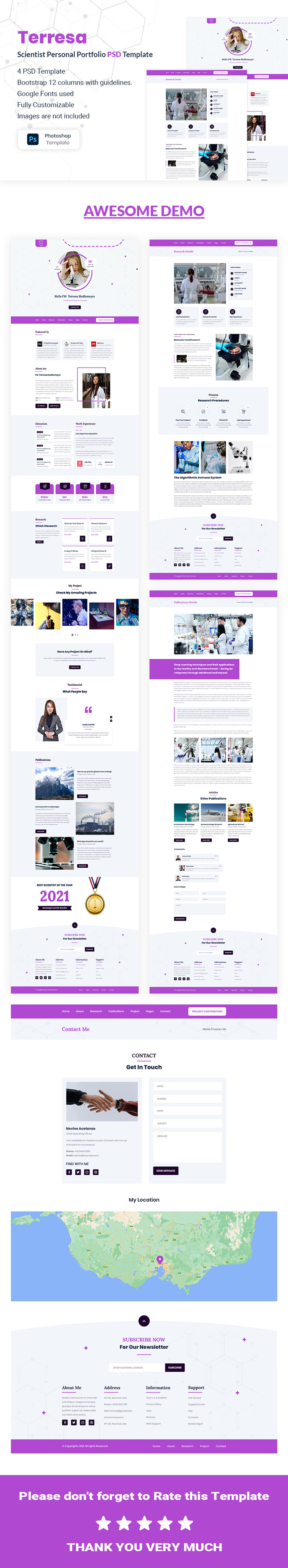 Terresa – Scientist Personal Portfolio PSD Template