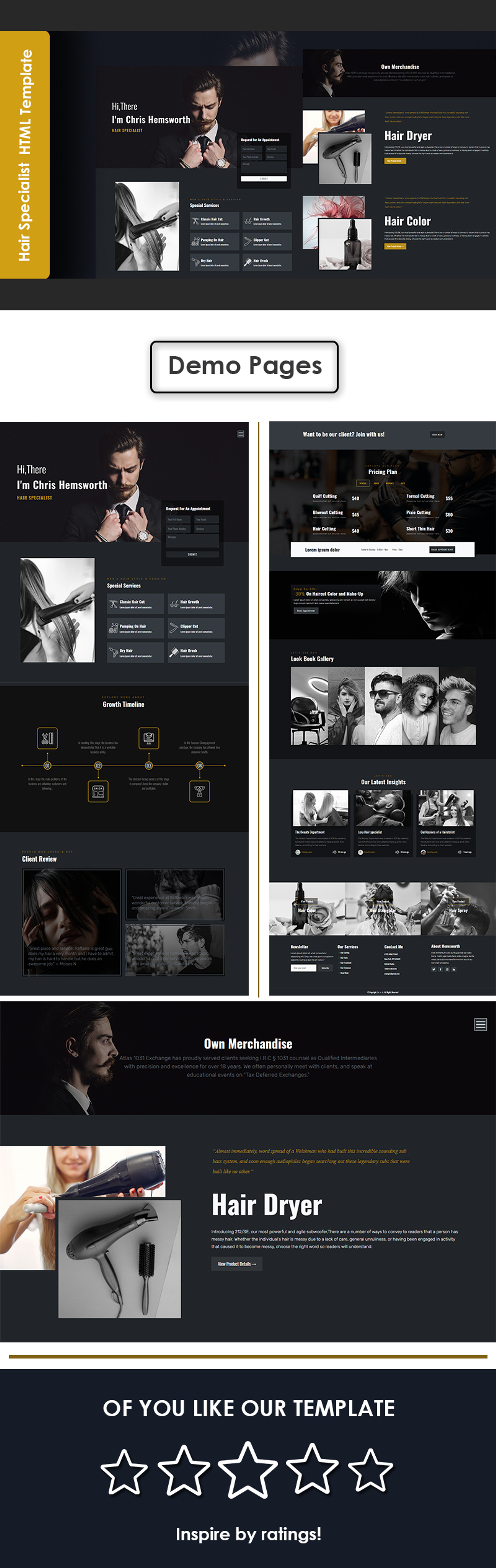 Chris Hemsworth - Personal Hair Specialist Portfolio Responsive HTML5 ...