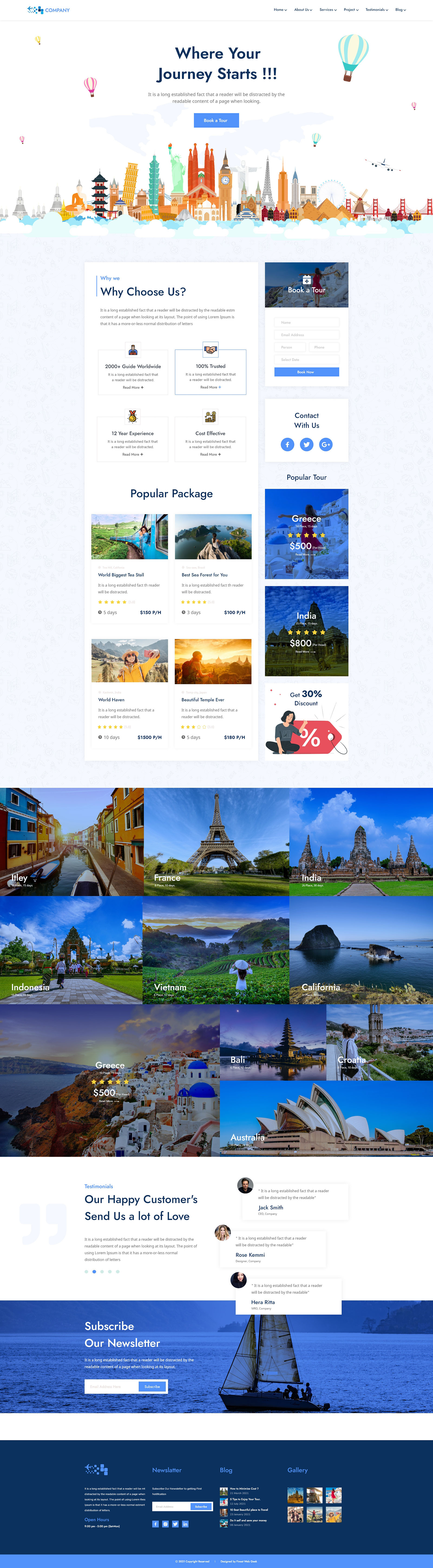 Ex-travel Travel Agency One Page HTML5 Template