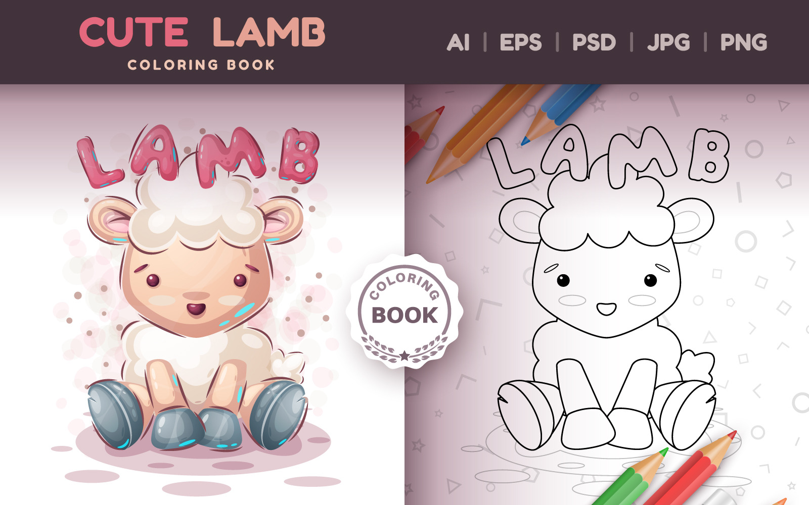 Lamb - Game For Kids, Coloring Book, Graphics Illustration