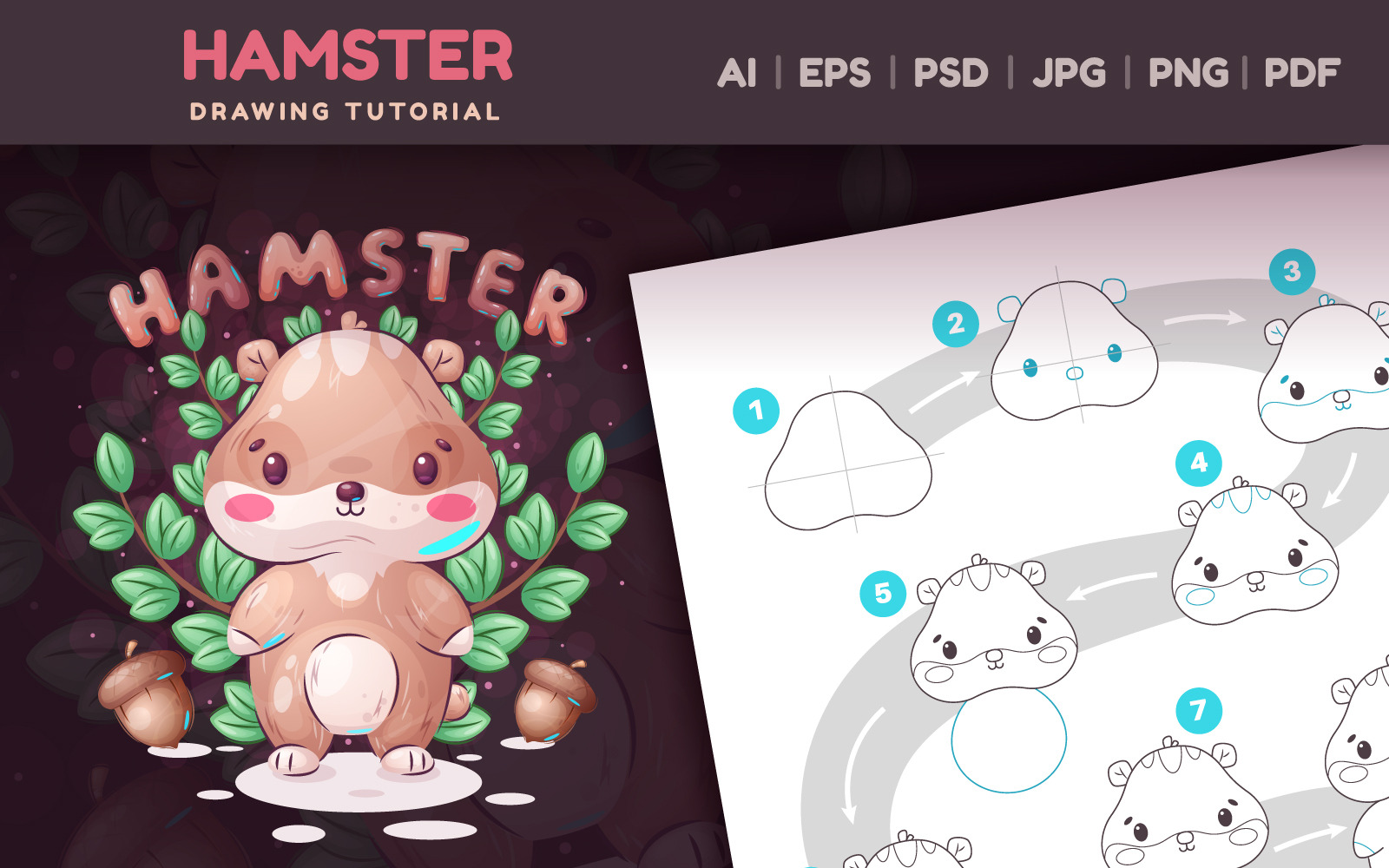 How to Draw Hamster Step by Step Drawing lesson, Graphics Illustration