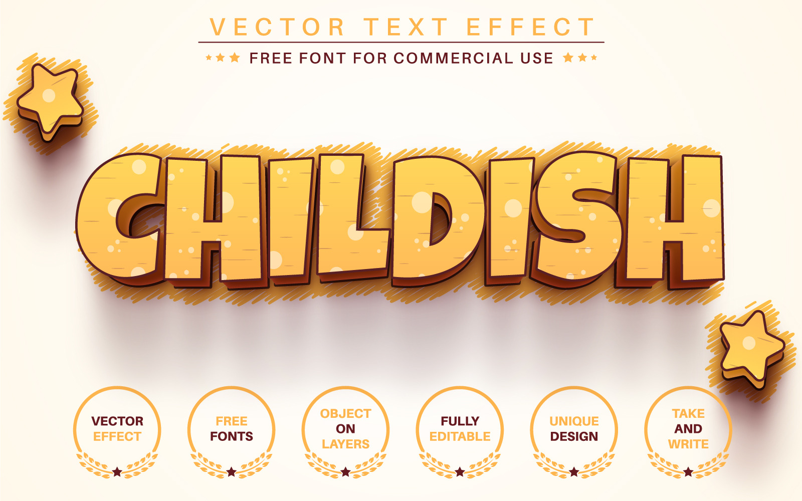 Childish Stroke Editable Text Effeact, Font Style, Graphics Illustration