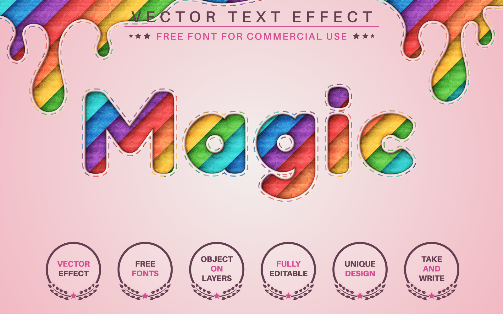 Rainbow Paper - Editable Text Effect, Font Style, Graphics Illustration