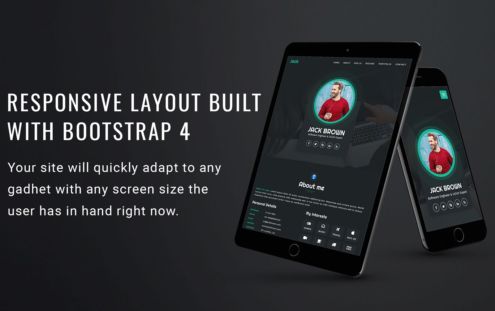 Jack - Personal Resume Portfolio Landing Page Template