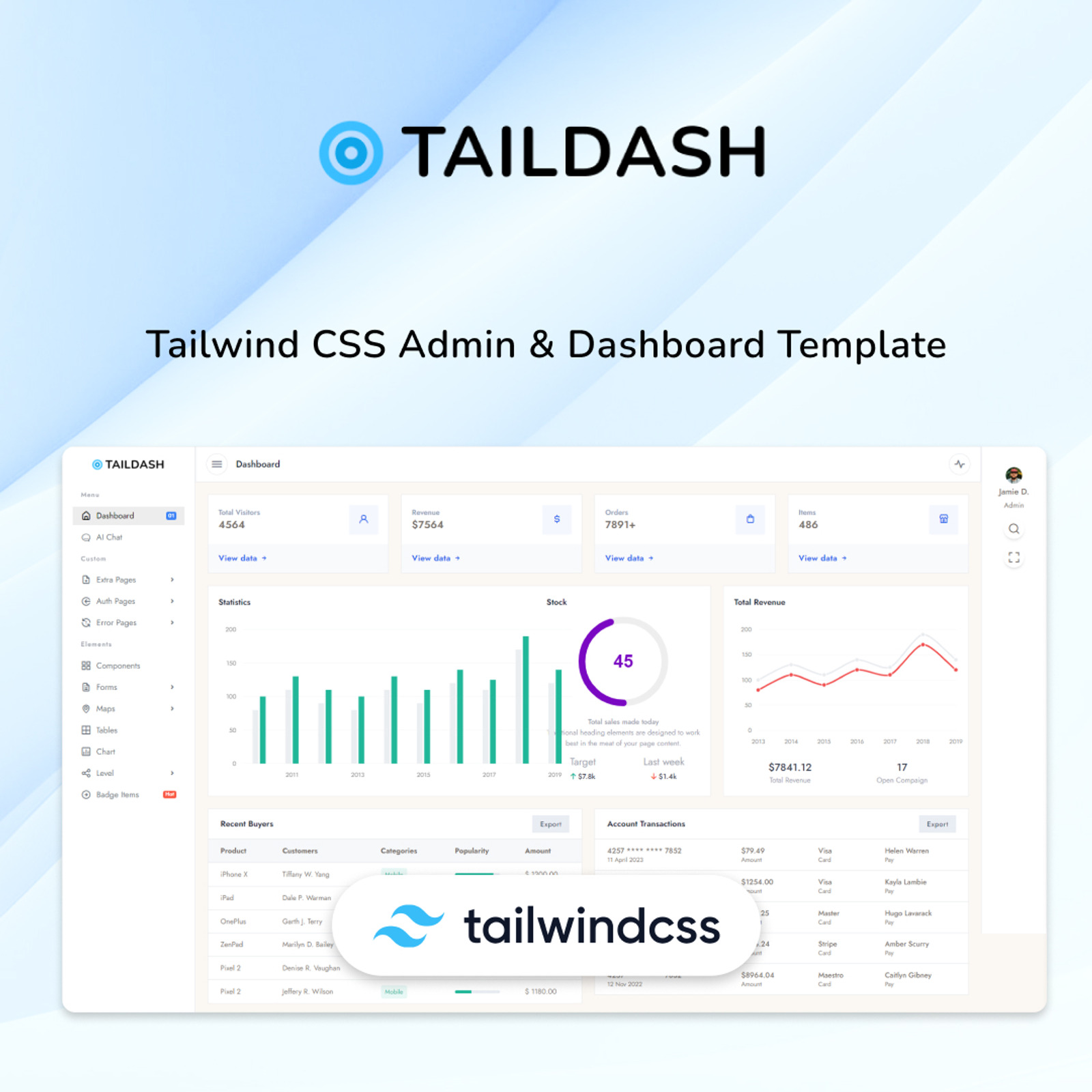 TailDash - Tailwind CSS Admin & Dashboard HTML Template