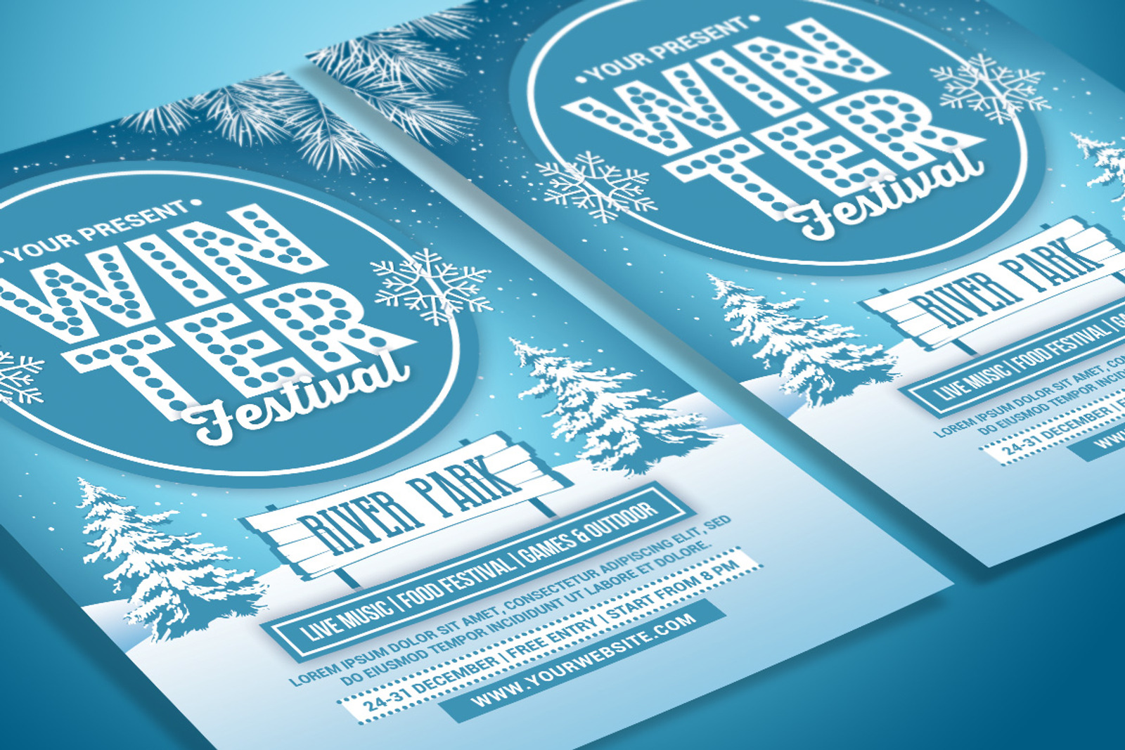 Winter Festival Flyer Poster Template - TemplateMonster
