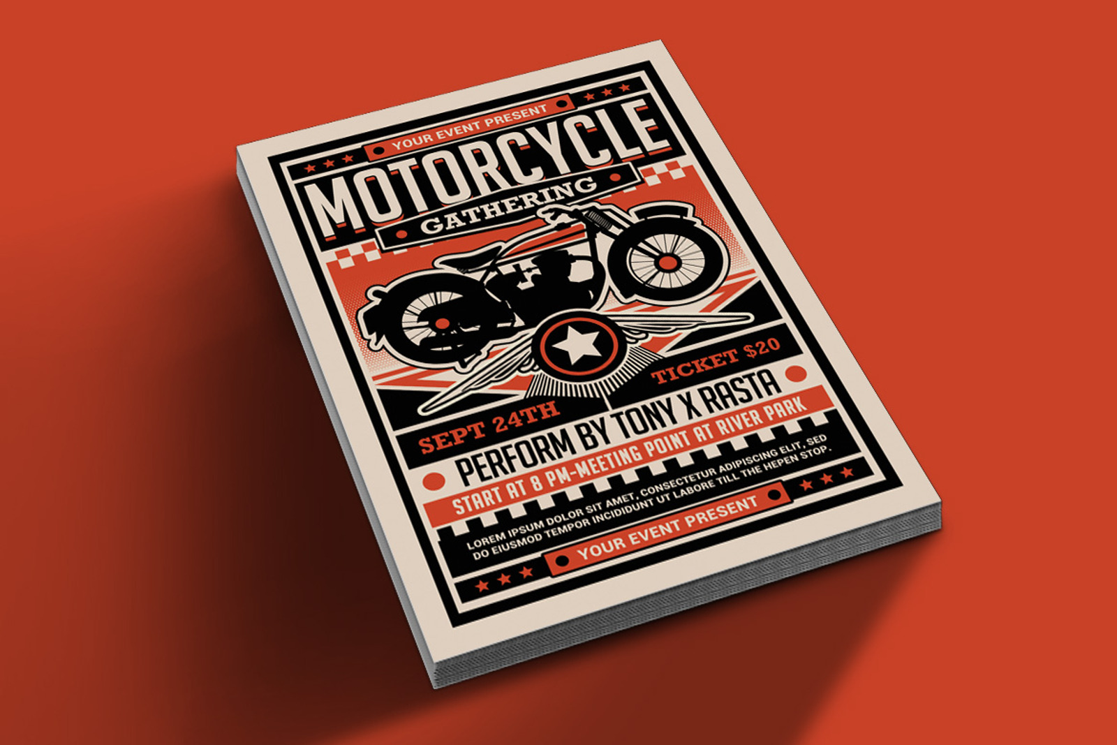 Motorcycle Club Gathering Event Flyer Template