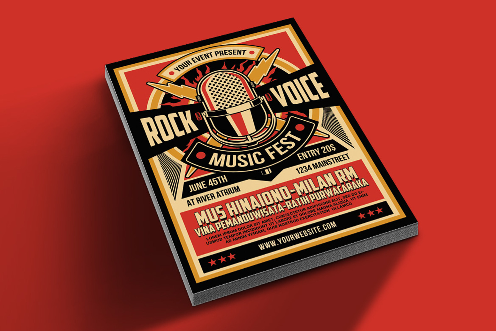 Retro Rock Music Poster Flyer Template - TemplateMonster