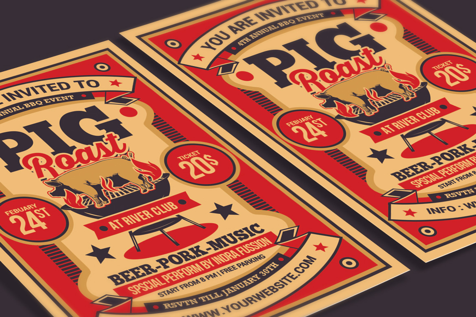 Pig Roast Event Flyer Template #223742 - TemplateMonster