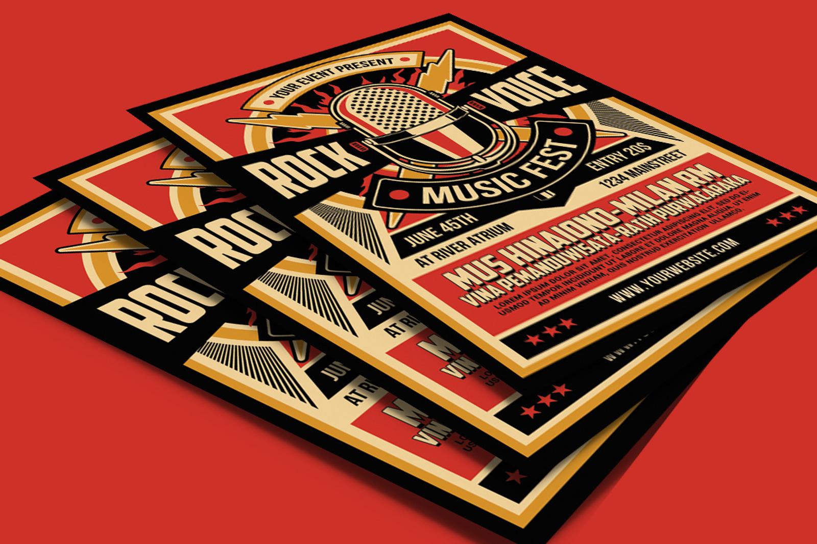 Retro Rock Music Poster Flyer Template - TemplateMonster