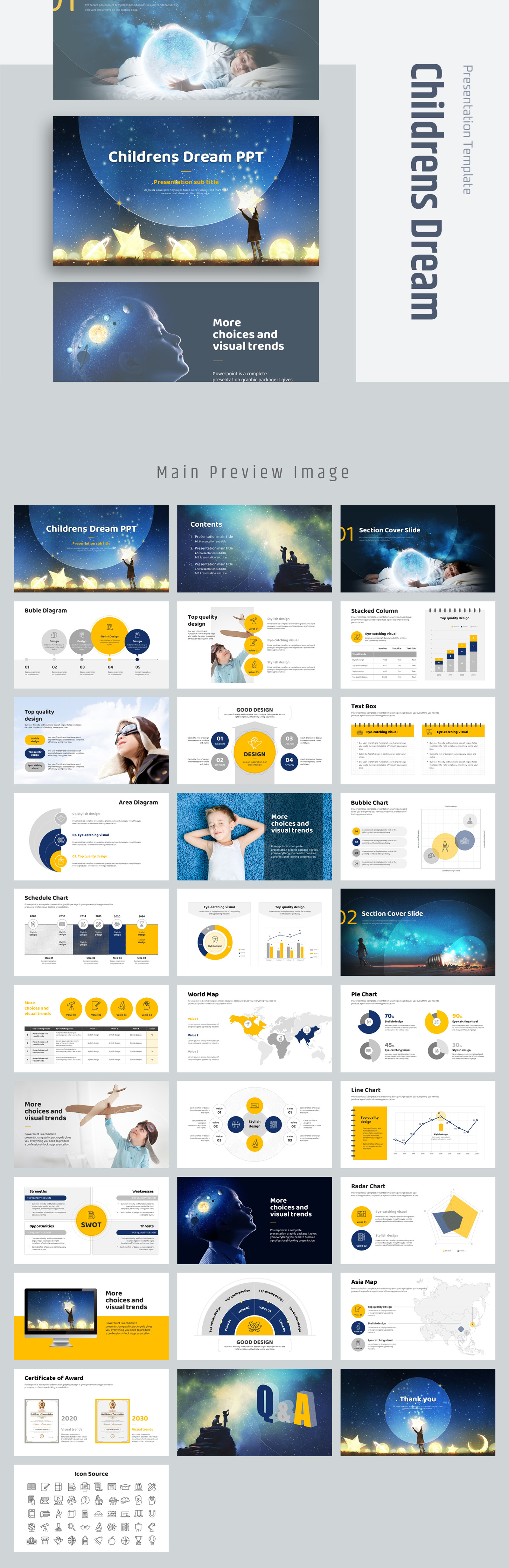 Children's Dream PowerPoint Template - TemplateMonster