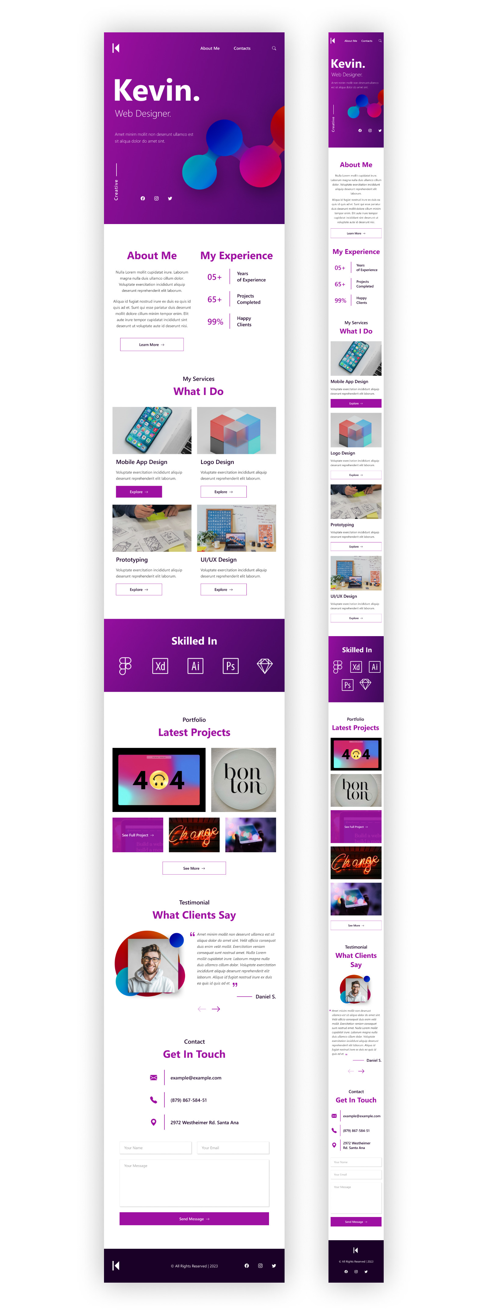 Kevin - Personal Portfolio PSD Template - TemplateMonster