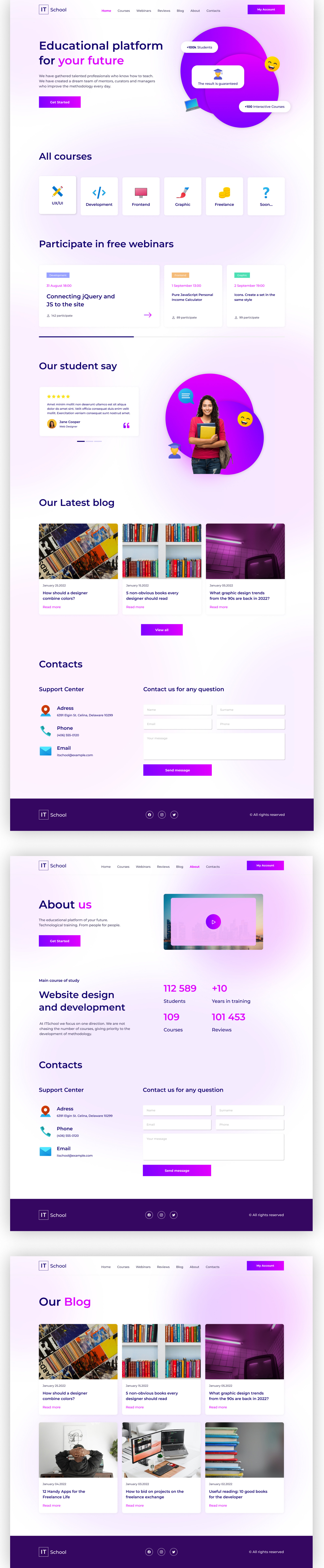 IT School - Online Education Platform PSD Template