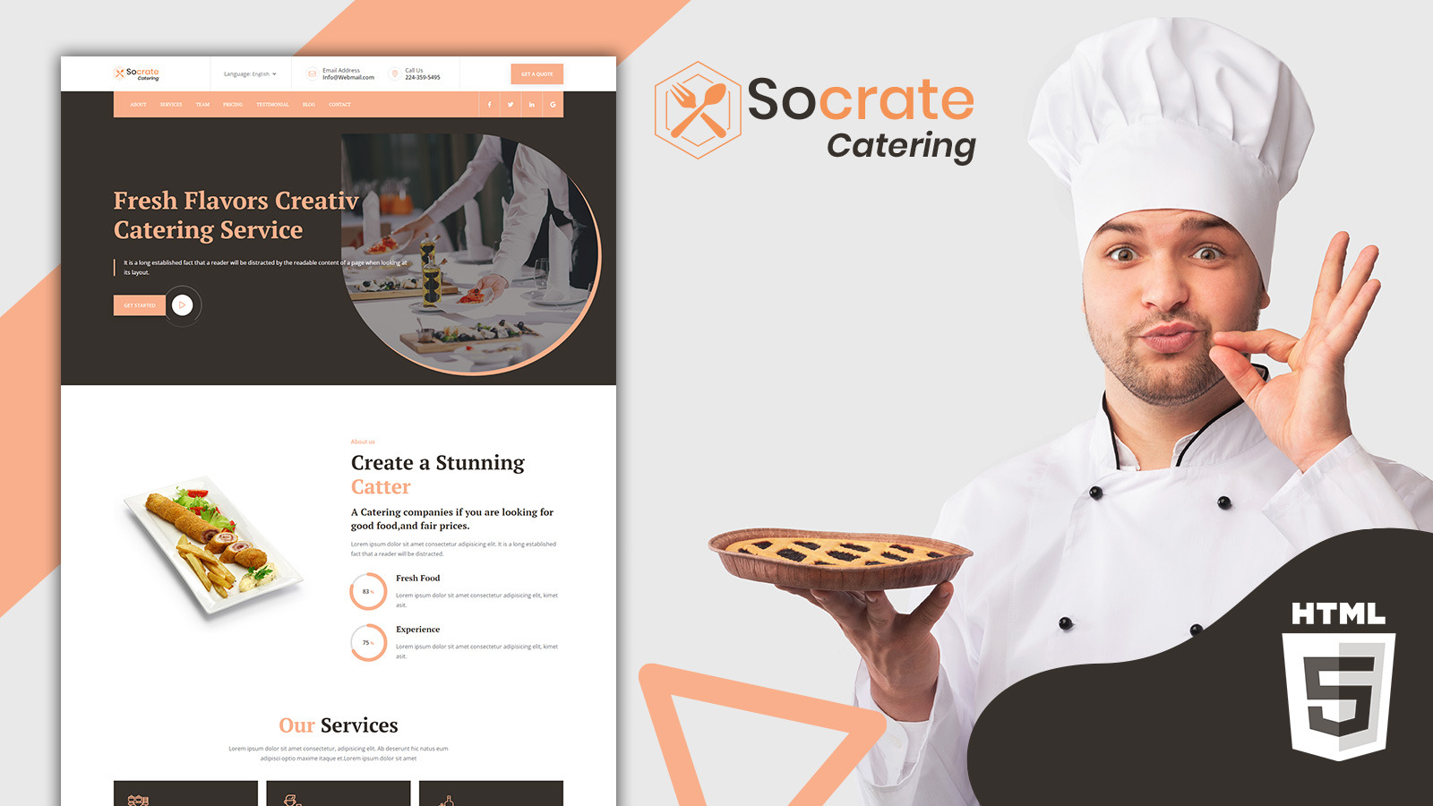 Socrate Food Restaurant Catering Landing Page Template