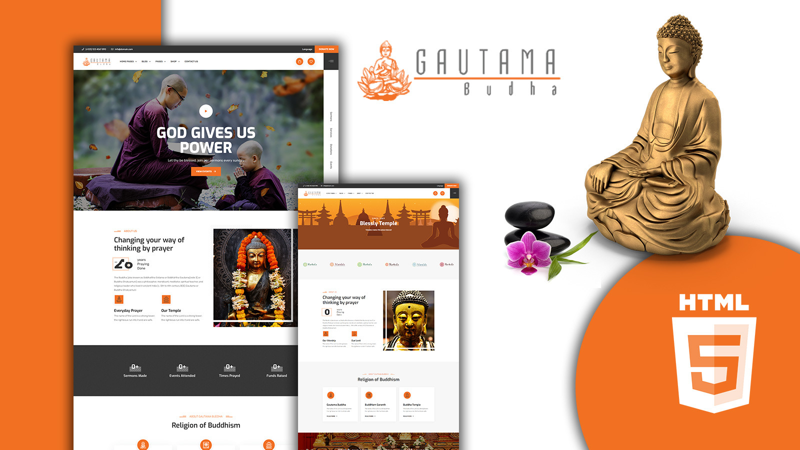 Guatama Buddhism Temple HTML5 Website Template
