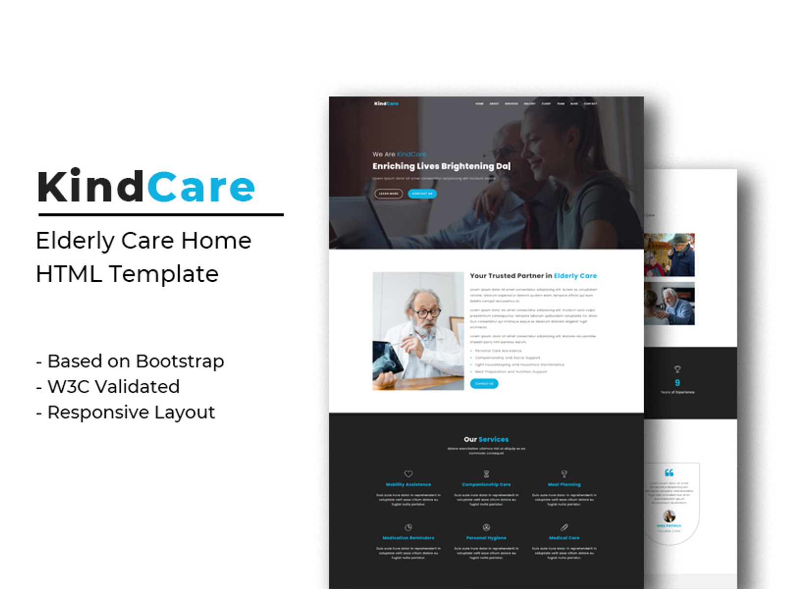 KindCare - Elderly Care Home Landing Page HTML Template