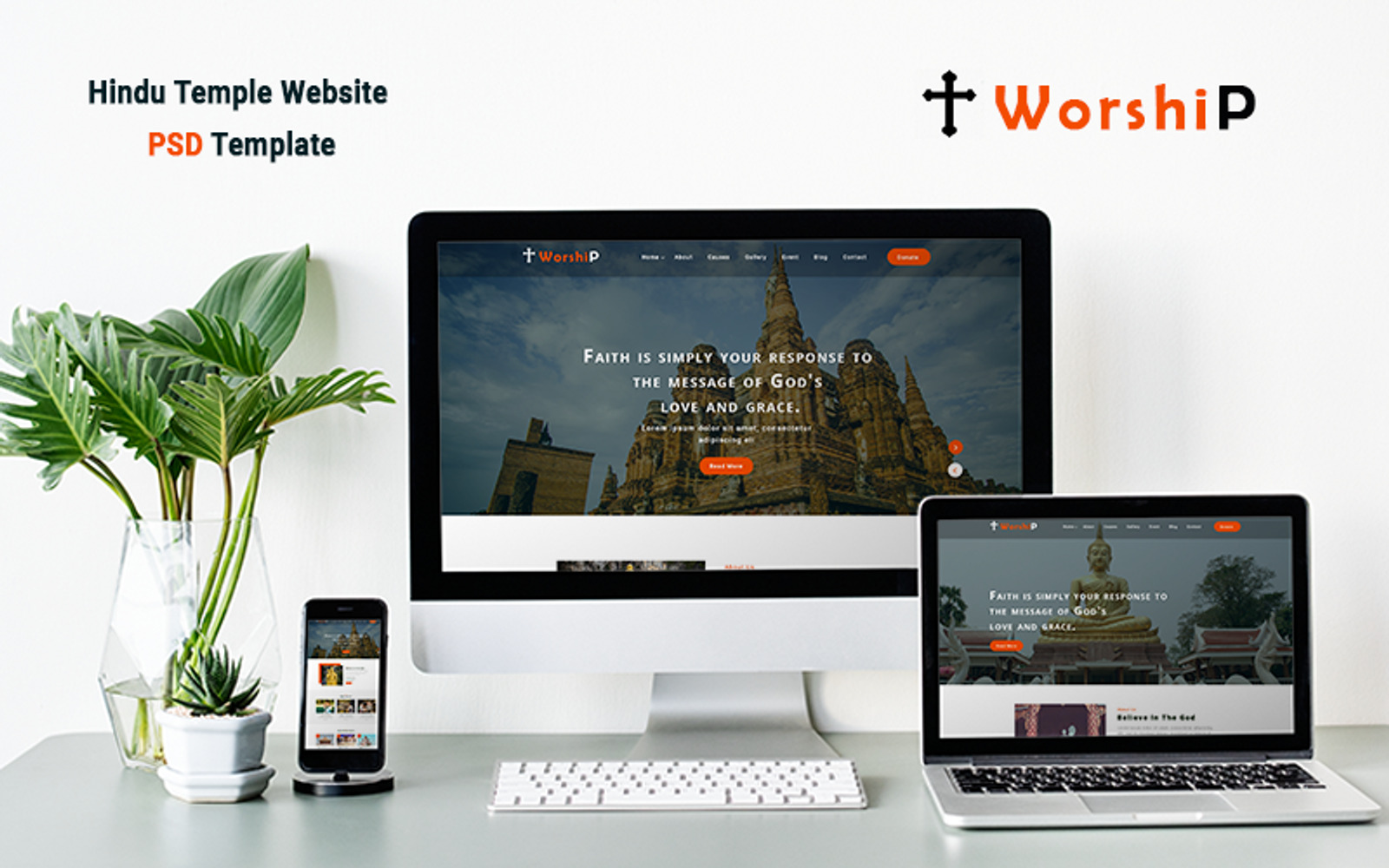 Worship - Hindu Website PSD Template - TemplateMonster