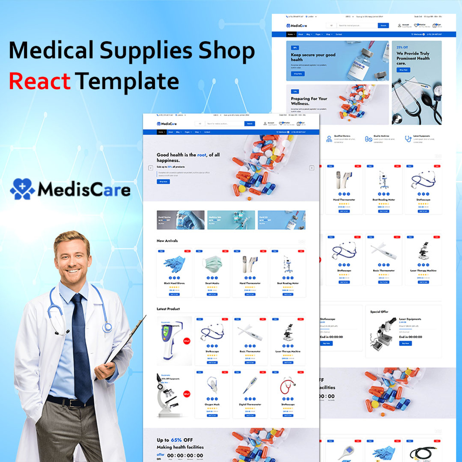 Mediscare - Medical Supplies Shop React Website Template