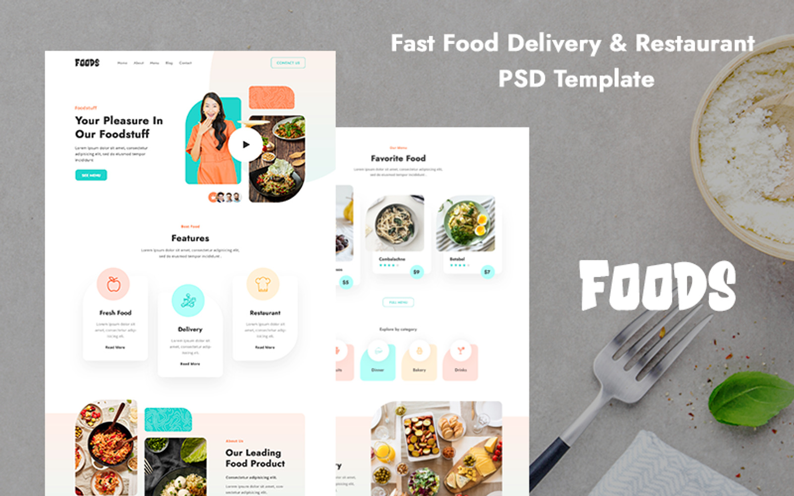 Fast Food Delivery Restaurant PSD Template - TemplateMonster