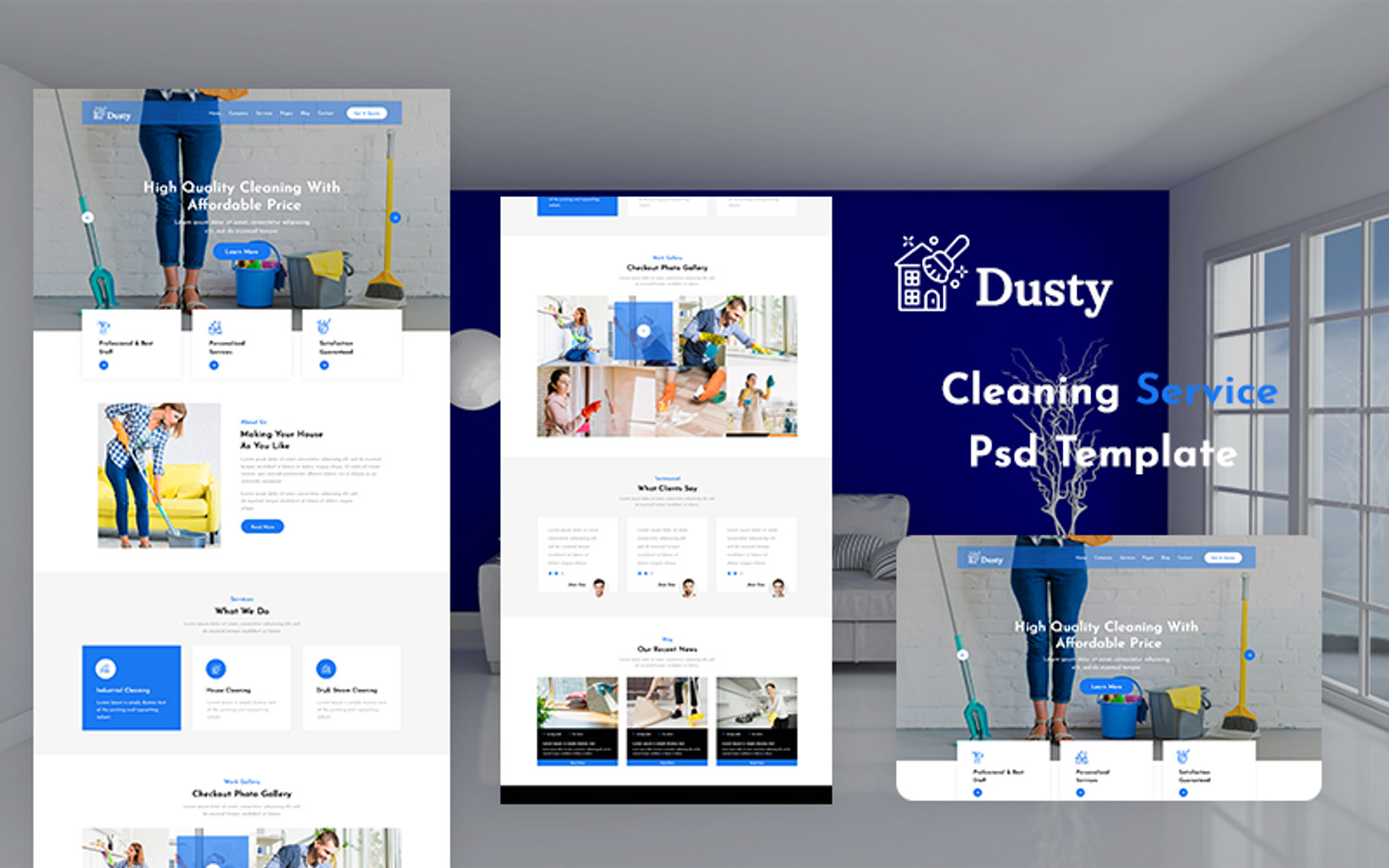 Cleaning Service PSD Template #196375 - TemplateMonster