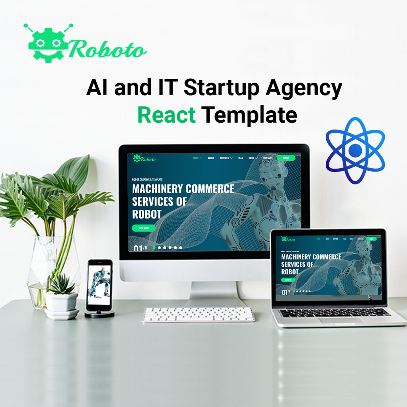 Roboto - AI and IT Startup Agency React Website Template