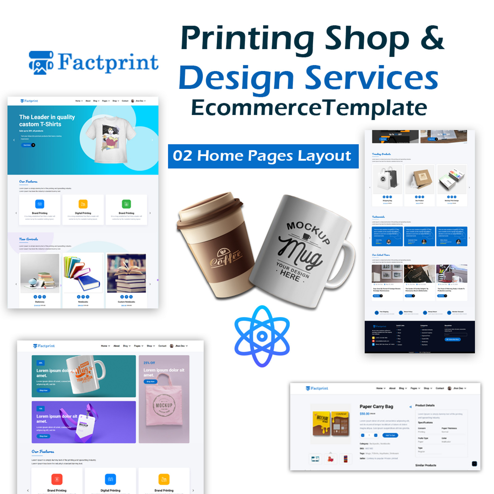 Factprint - Printing Shop & Design Services ECommerce React Template